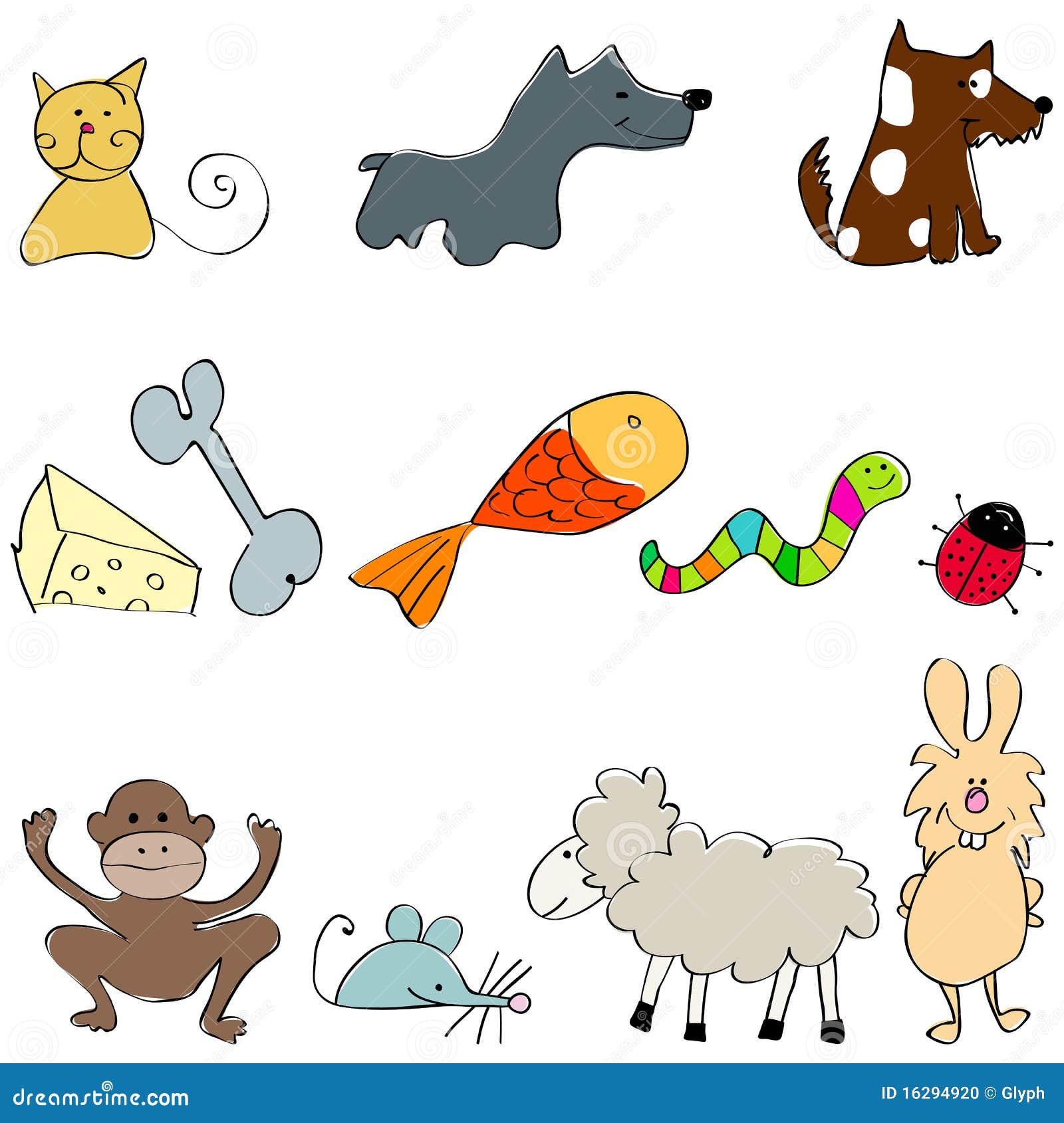 Set of Cute and Funny Animals Stock Vector - Illustration of design ...