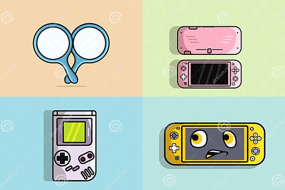 Set of Cute and Gaming Console Device Vector Illustrations. Gaming ...