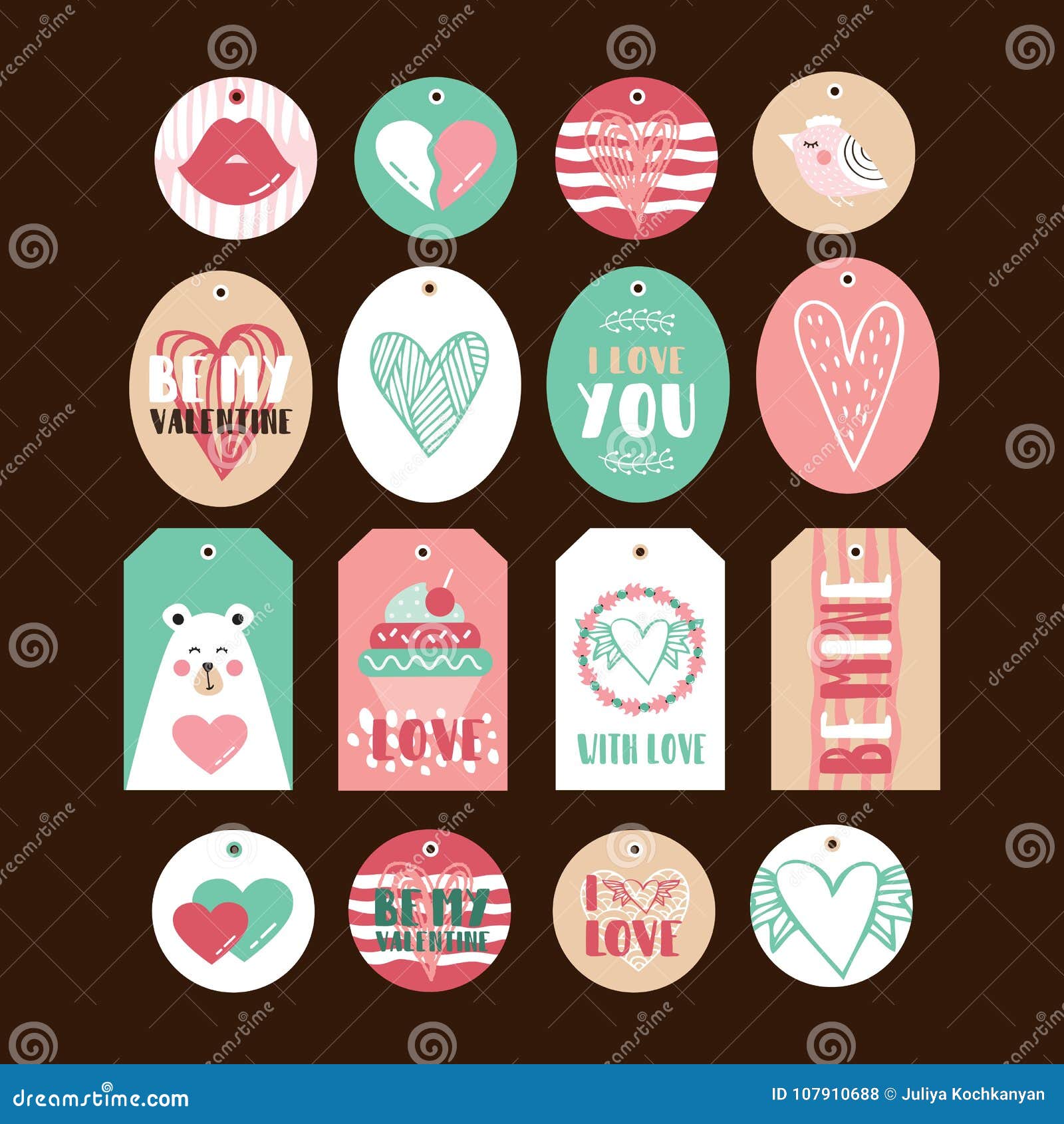 Set of cute gift tags stock vector. Illustration of typography - 107910688