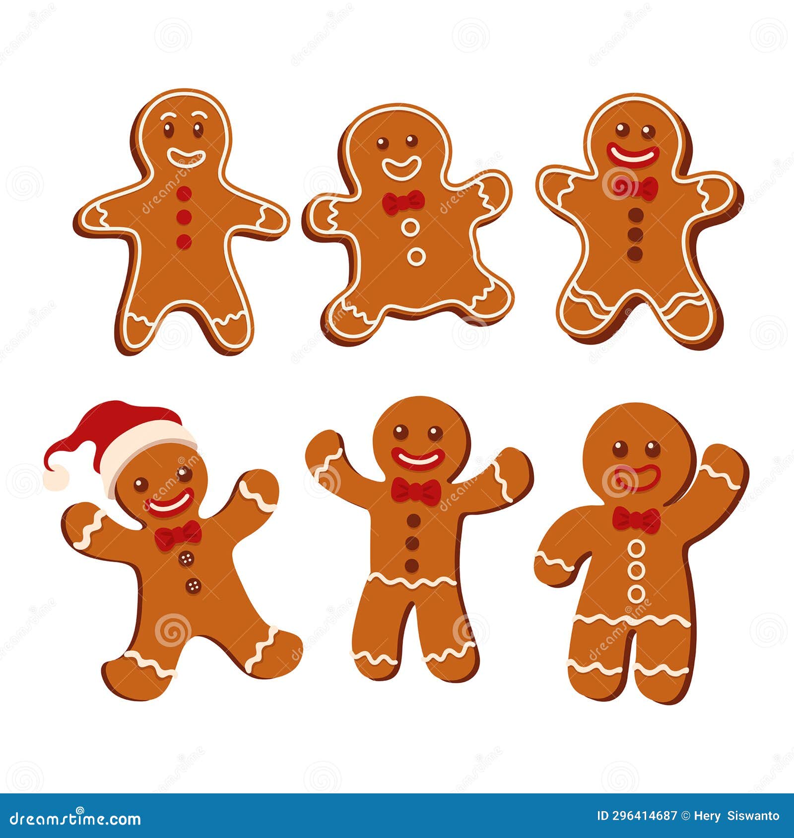 Set of Cute Ginger Bread Illustration in Flat Design Stock Vector ...