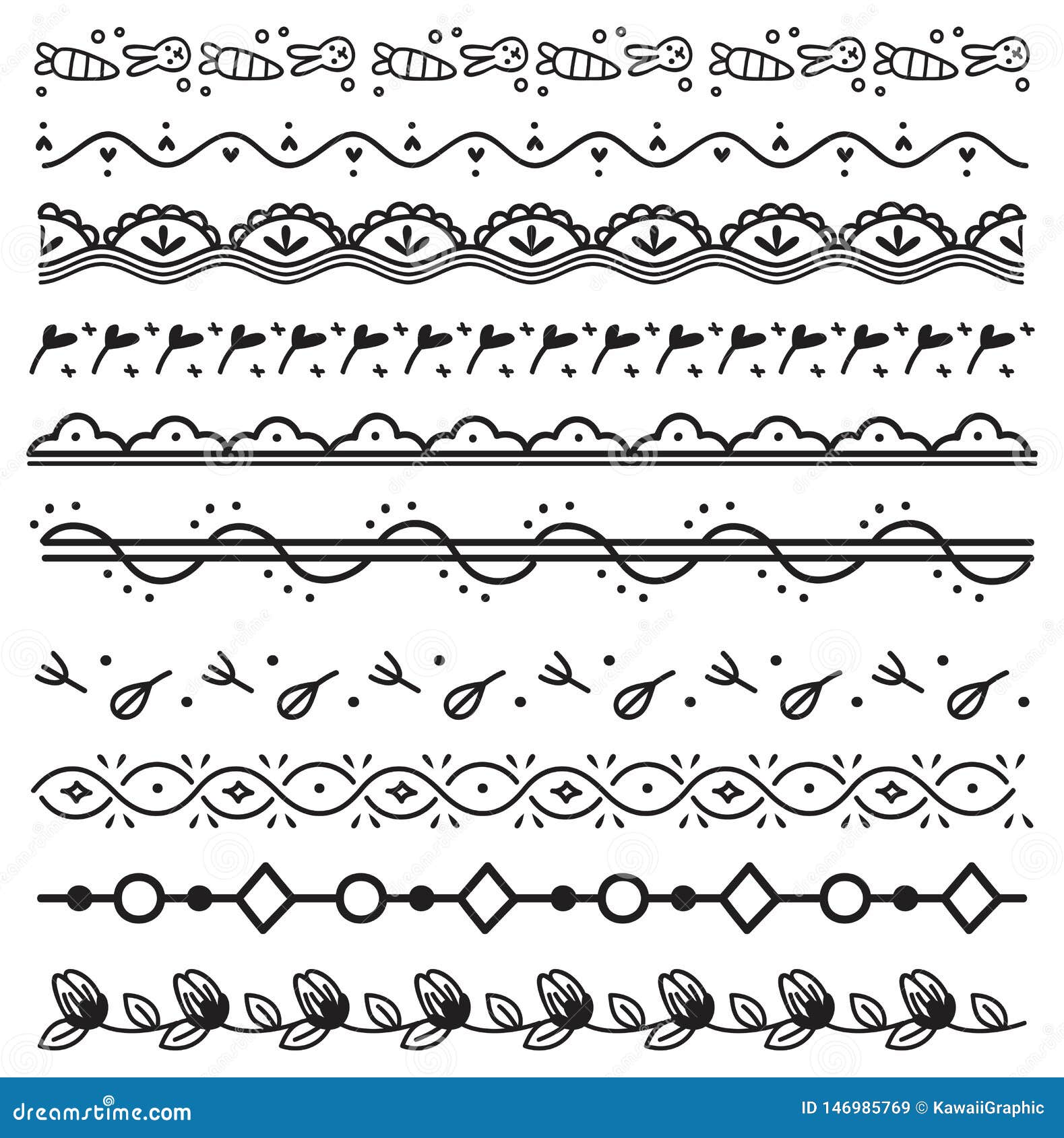 Set of Cute Hand Drawn Border Stock Illustration - Illustration of ... Set of Cute Hand Drawn Border Stock Illustration - Illustration of ...