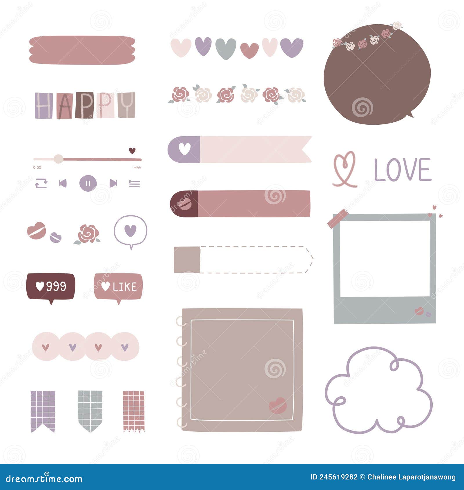 Set of Cute Hand Drawn, Doodle Text Box with Icon, Speech Bubble ...