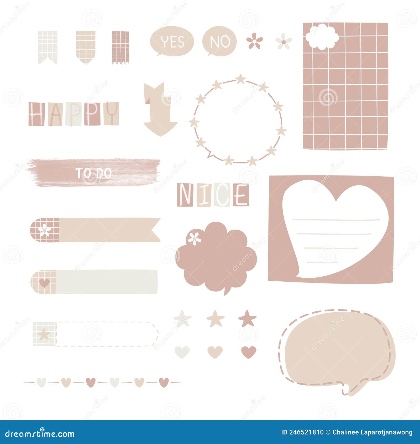 Set of Cute Hand Drawn, Doodle Text Box with Icon, Speech Bubble ...