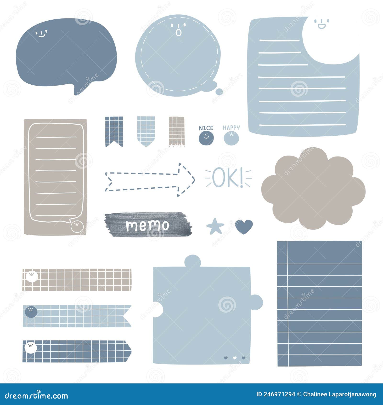 Set of Cute Hand Drawn, Doodle Text Box with Icon, Speech Bubble ...