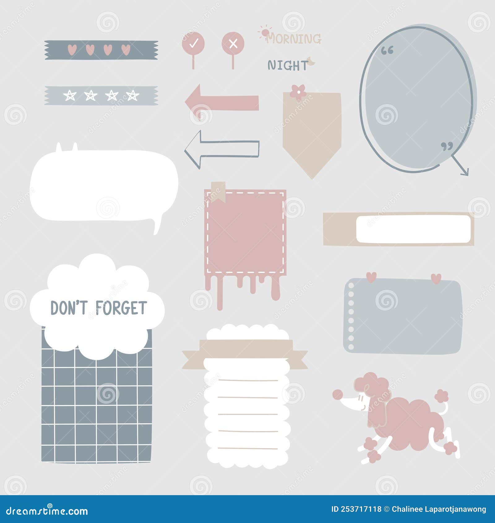 Set of Cute Hand Drawn, Doodle Text Box with Icon, Speech Bubble ...