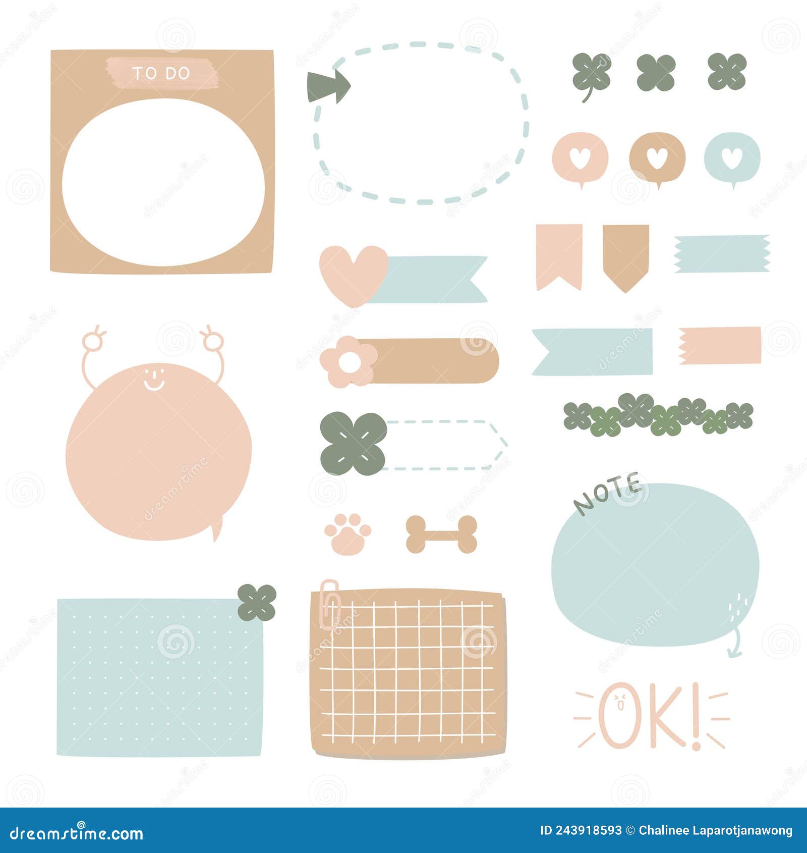 Set of Cute Hand Drawn, Doodle Text Box with Icon, Speech Bubble ...