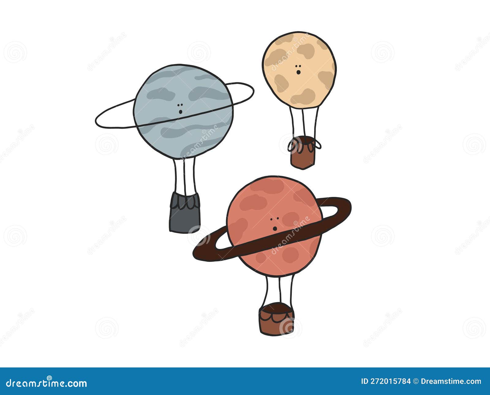Set of Cute Hand Drawn Planets Stock Vector - Illustration of venus ...