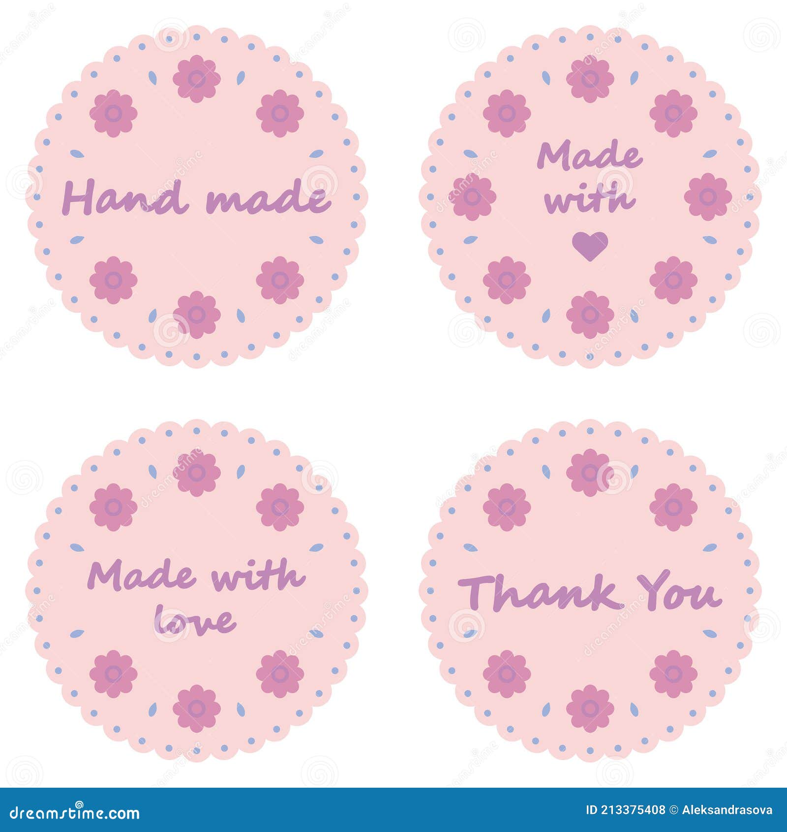 Set of Cute Hand Made Badges. Templates of Labels, Tags for Hand Made ...
