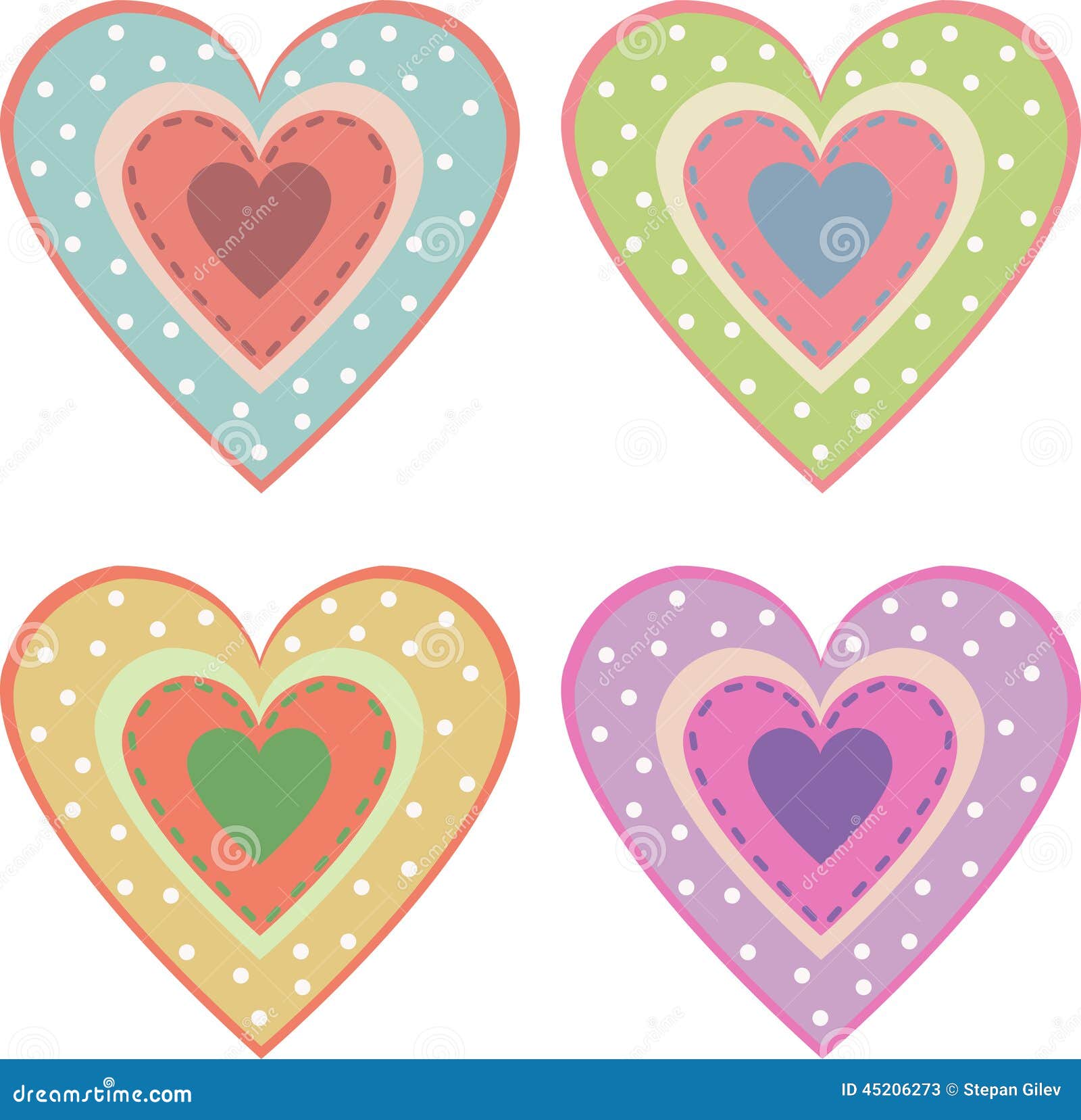 Set of cute hearts stock vector. Illustration of element - 45206273