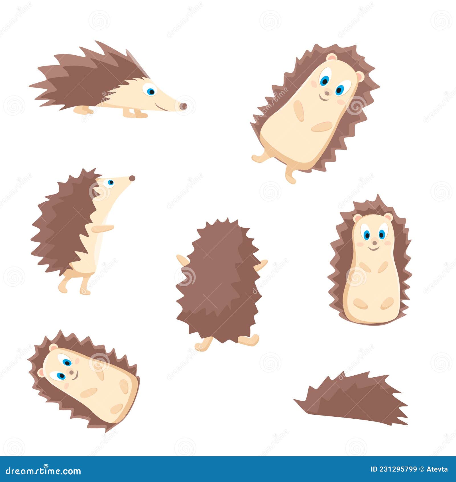 A Set of Cute Hedgehogs. Vector Illustration in Cartoon Style Stock ...