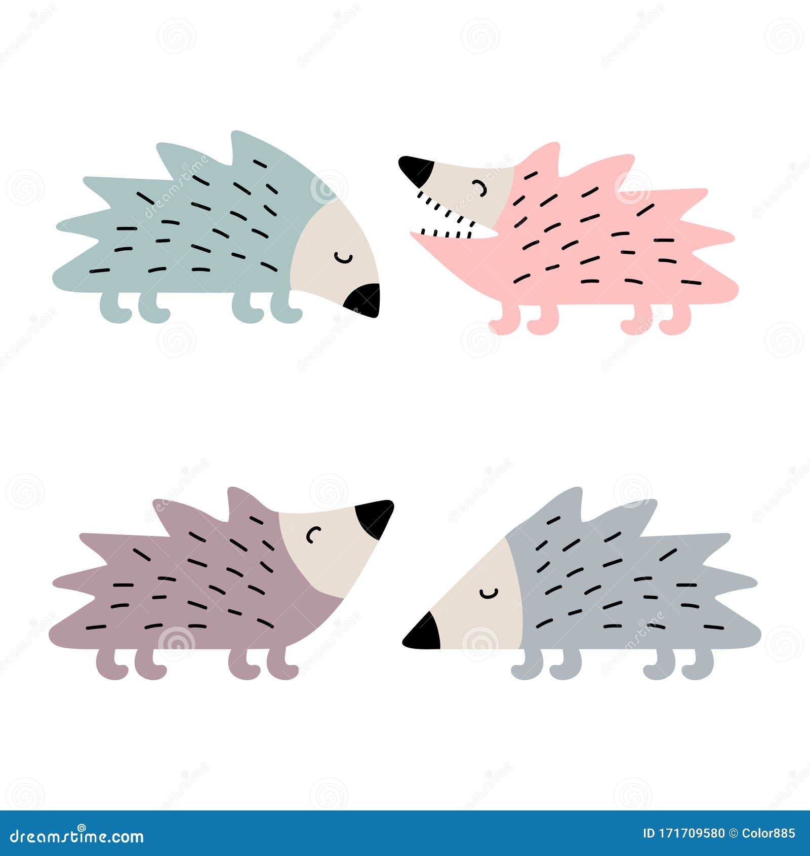 Set of Cute Hedgehogs Vector Illustration Set Stock Vector ...