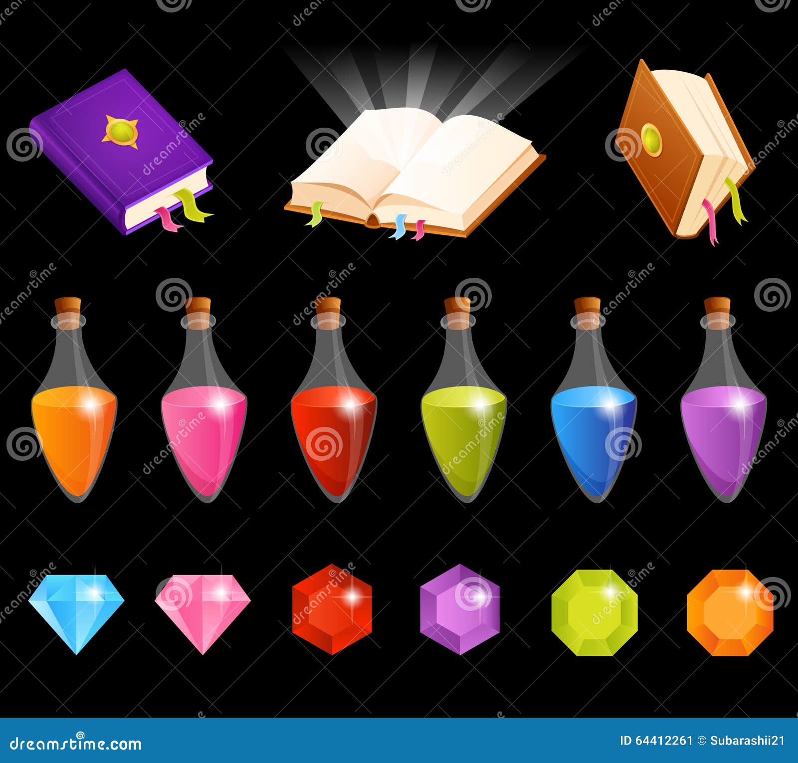 Set of Cute Illustrations with Magic Theme Stock Illustration ...