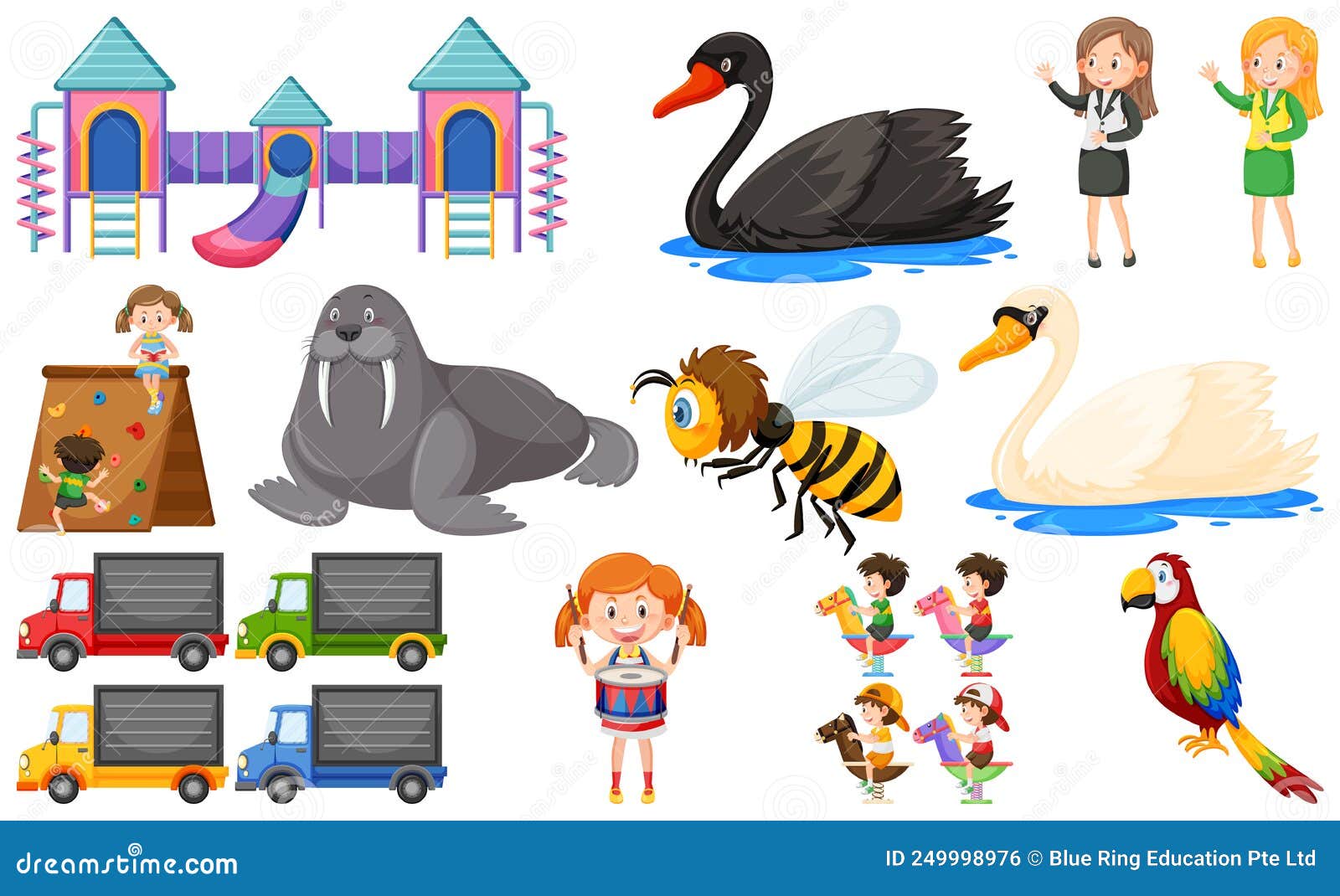Set of Cute Kids and Objects Stock Vector - Illustration of boyhood ...