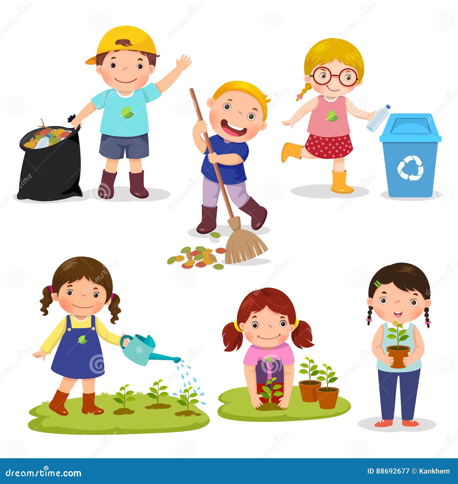 Kids Cleaning Community Stock Illustrations – 46 Kids Cleaning ...