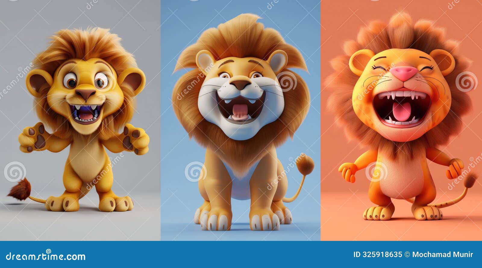 Set of Cute Lion in Various Pose Stock Illustration - Illustration of ...