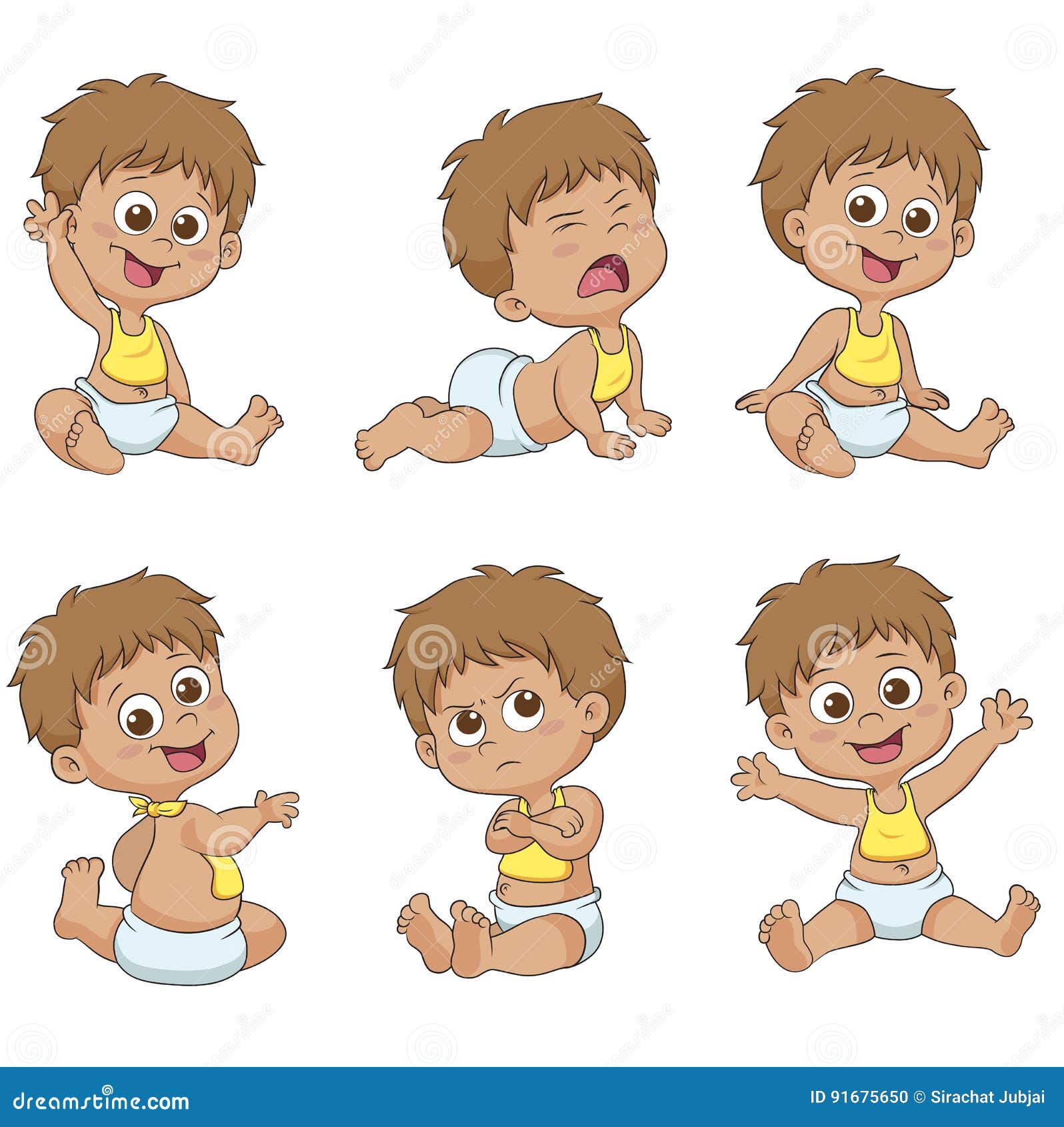 Set of cute little babies. stock vector. Illustration of isolated ...