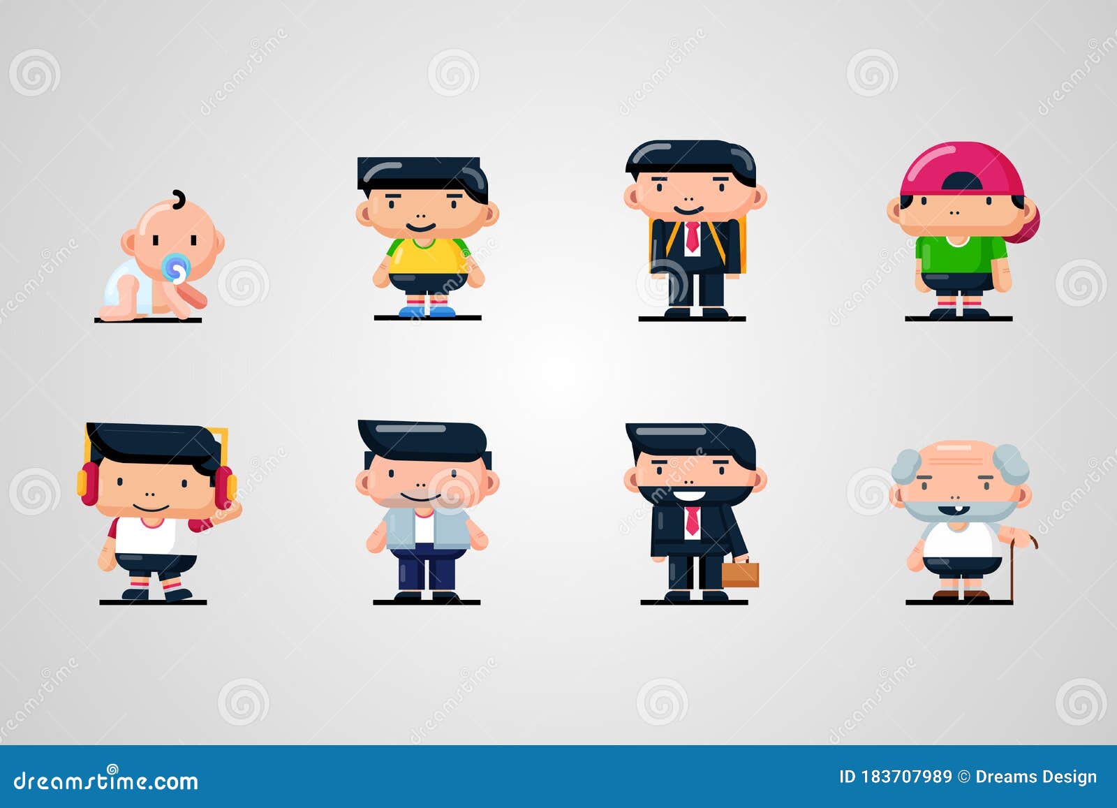 Set of Cute Male Characters from Birth To Old Age Stock Vector ...
