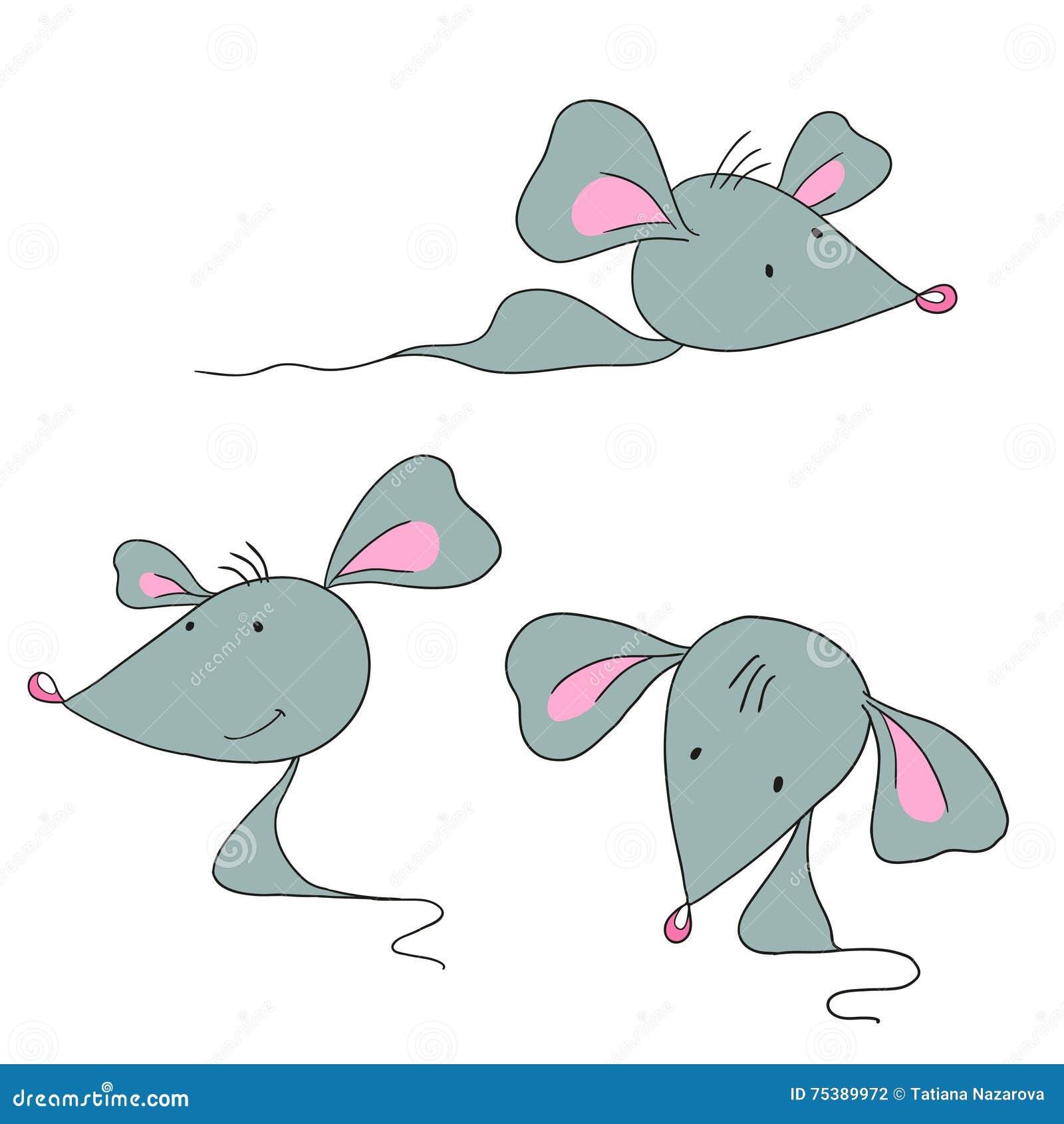 Set of Cute Mice Characters. Small Little Mice Stock Illustration ...