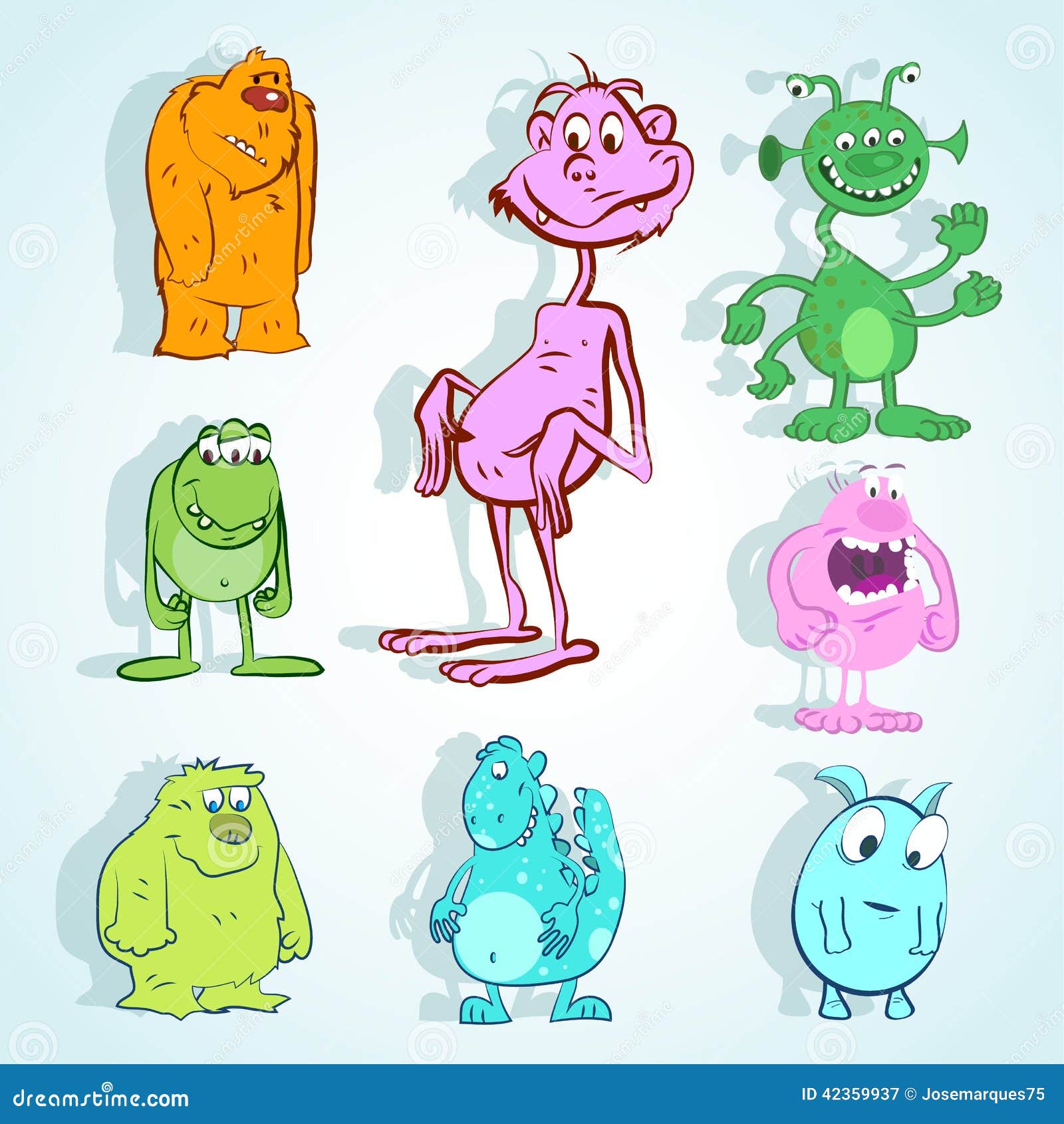 Set of Cute Monster in Doodle Style Stock Vector - Illustration of cool ...