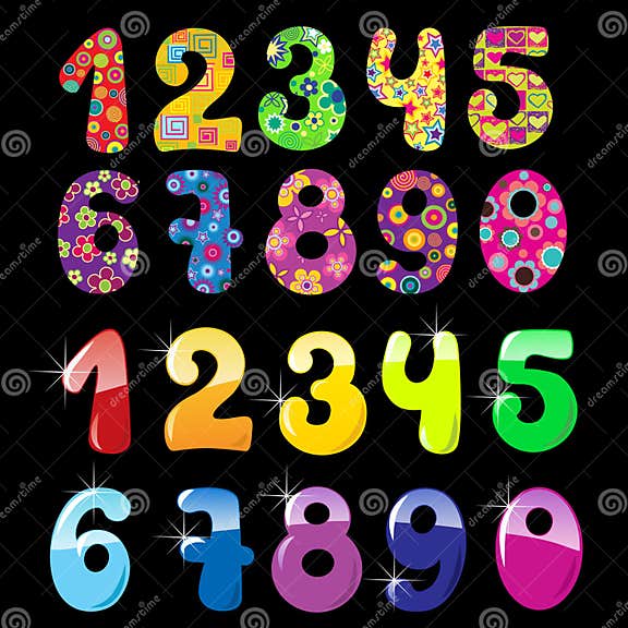 Set of cute numbers stock vector. Illustration of character - 32060920