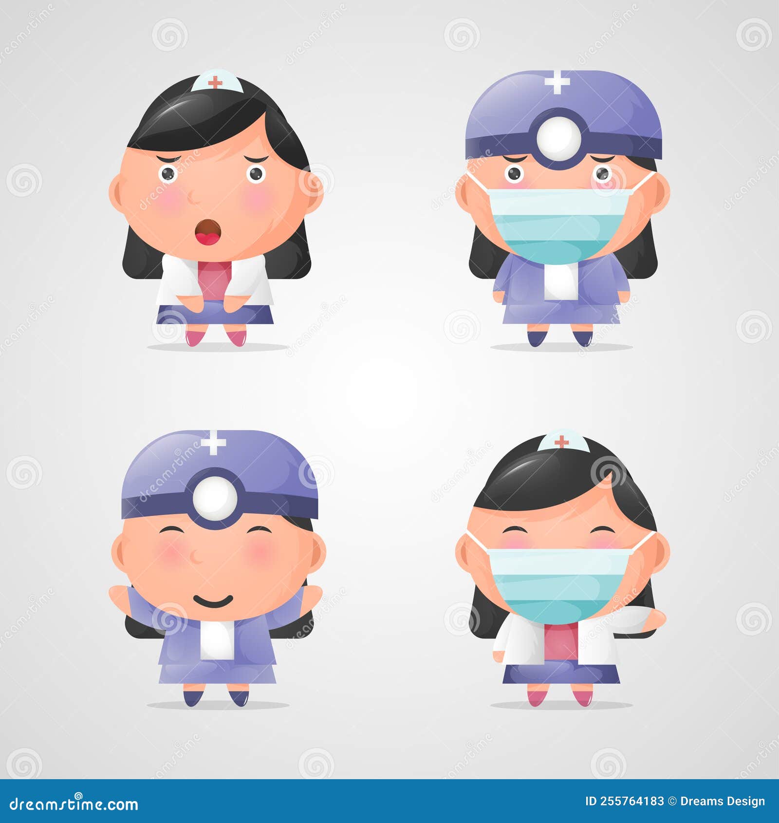 Set of Cute Nurse Character Designs Stock Vector - Illustration of ...
