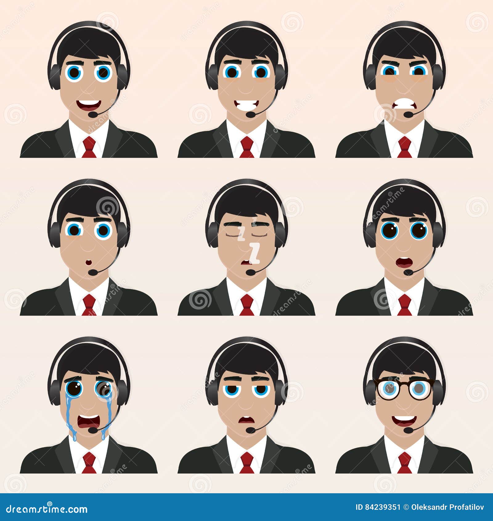 Set of Cute Operator Emoticons. Stock Vector - Illustration of help ...