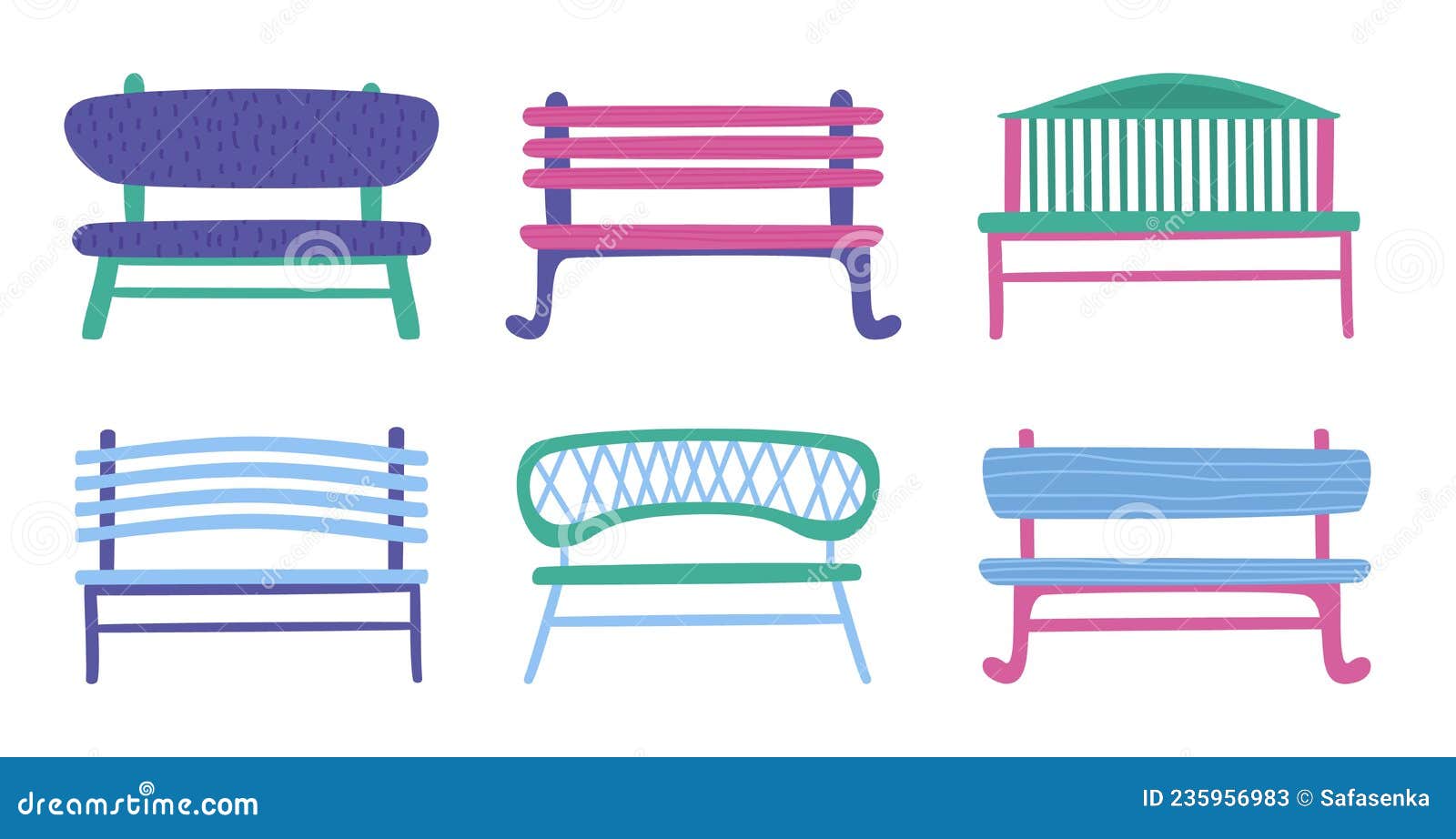 Set Cute Outdoor Benches on White Background Stock Vector ...