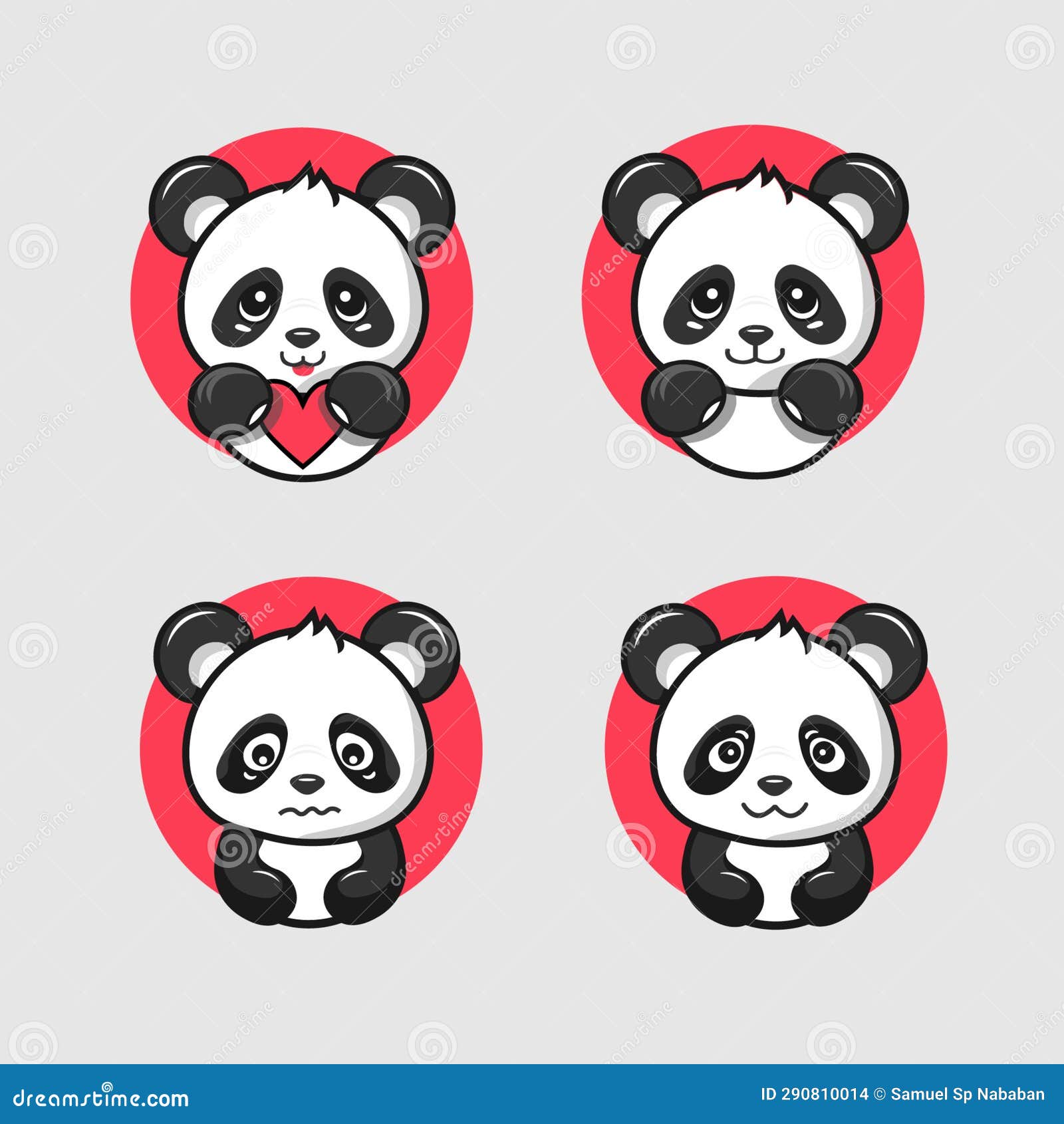 Set of Cute Panda Logo and Stickers for Kids Vector Stock Vector ...