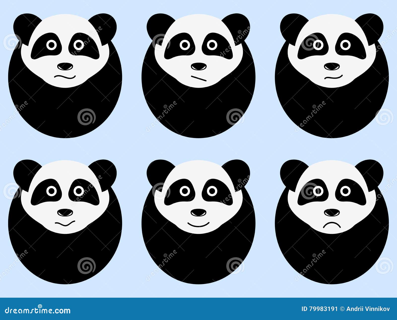 Set of Cute Pandas. Emotions Stock Vector - Illustration of child ...