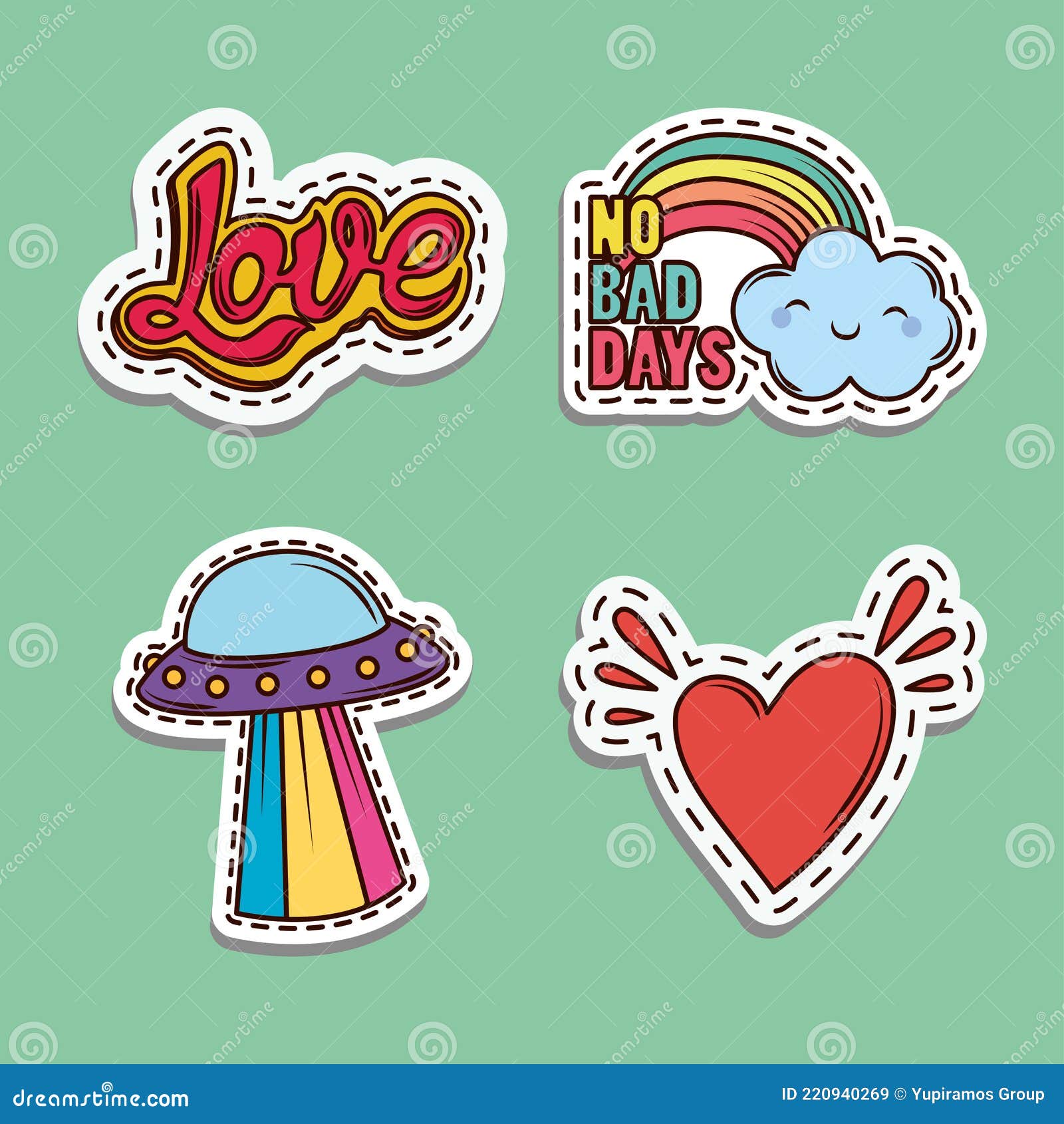 Set cute patches stock vector. Illustration of cartoon - 220940269