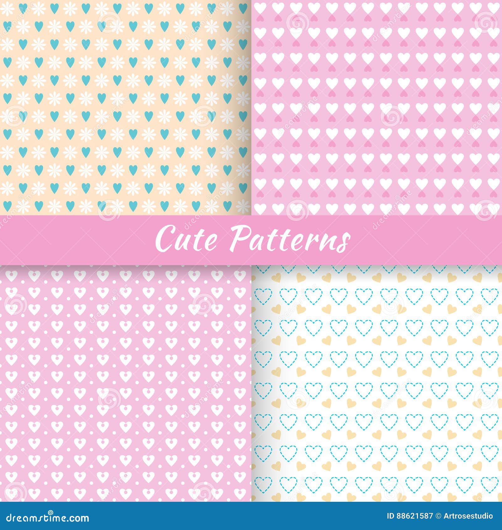 Set of Cute Patterns, Vector Illustration Stock Vector - Illustration ...