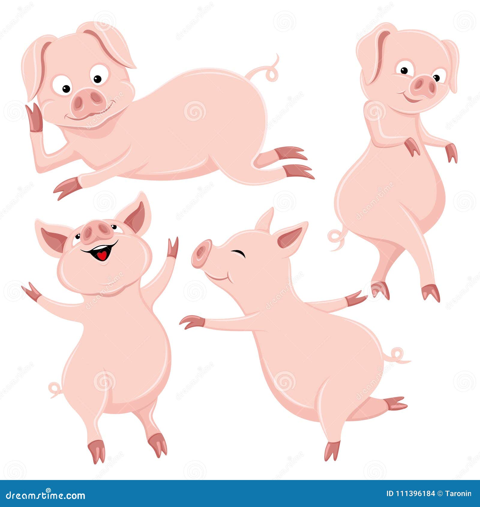 Cute Pigs Many Actions Cartoon Vector | CartoonDealer.com #64608787