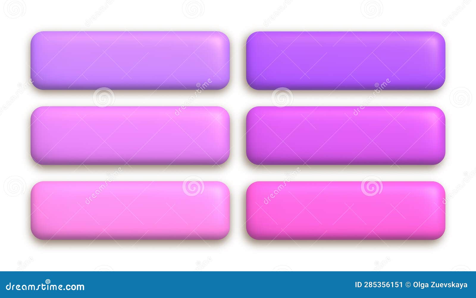 Set of Cute Pink 3d Matte Buttons for Web Design. 3d Realistic Design ...