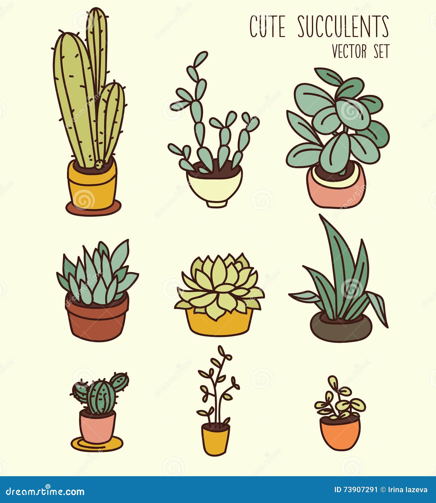 Potted Plants Set Cartoon Vector | CartoonDealer.com #103958549