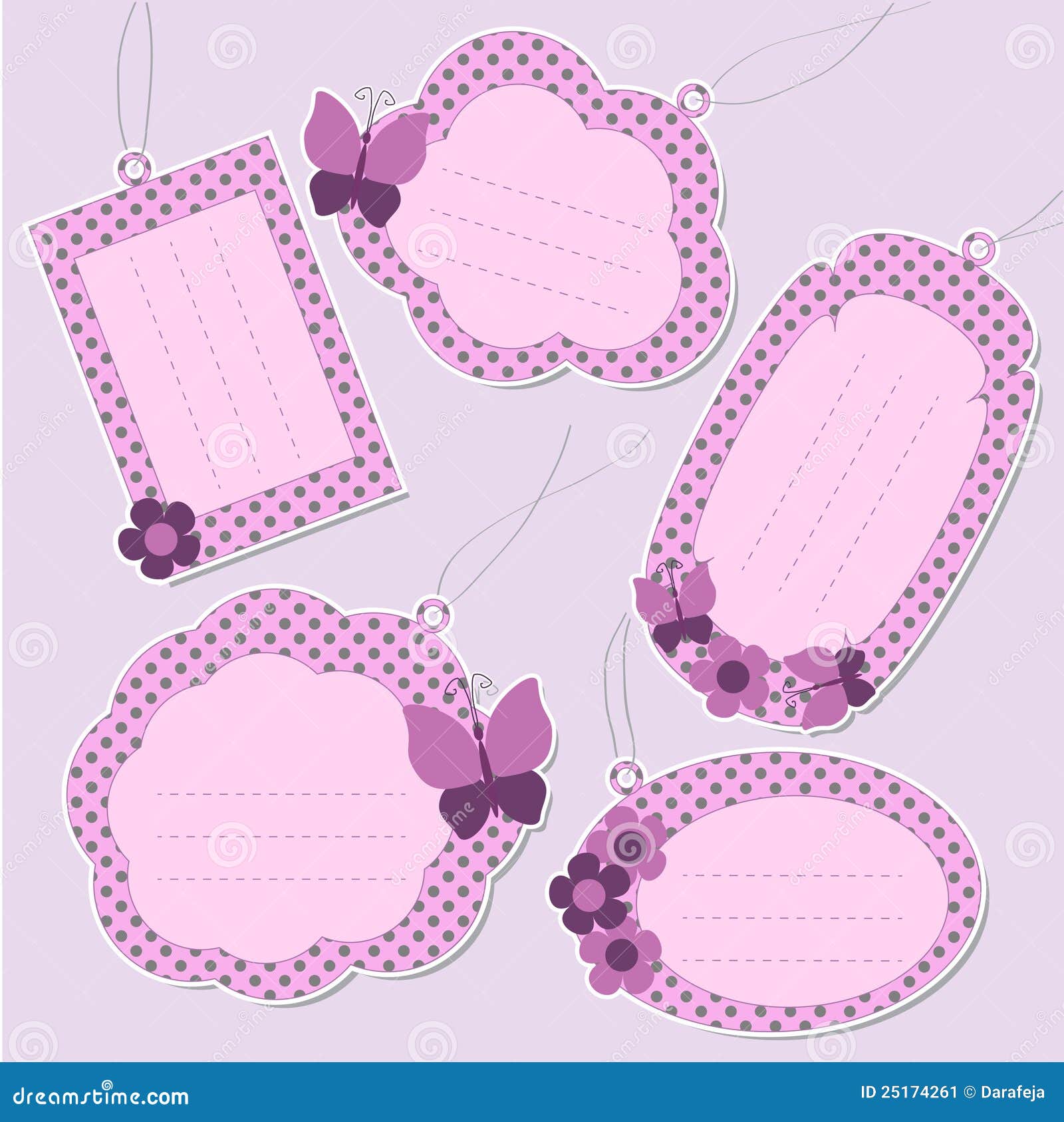 Set of cute purple tags stock vector. Illustration of girl - 25174261