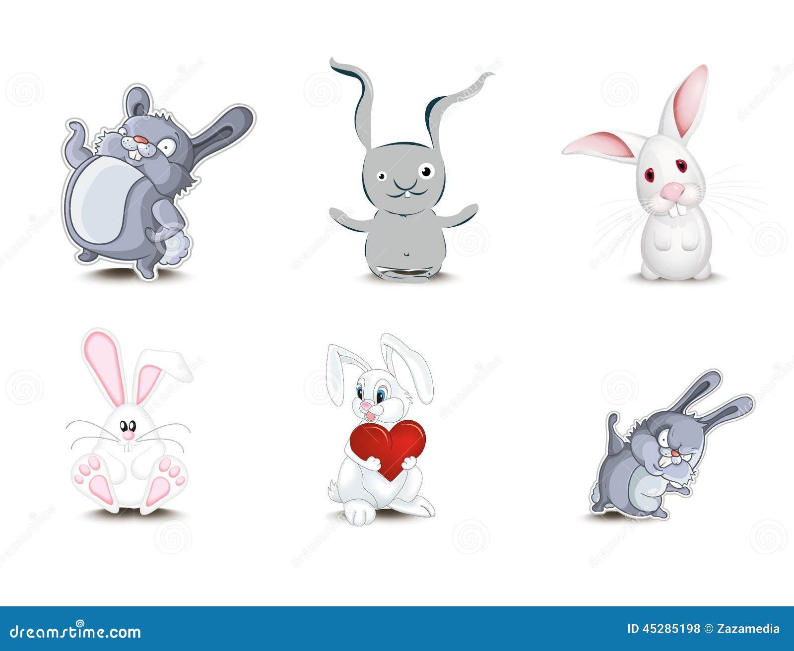 Set of cute rabbits vector stock illustration. Illustration of graphic ...