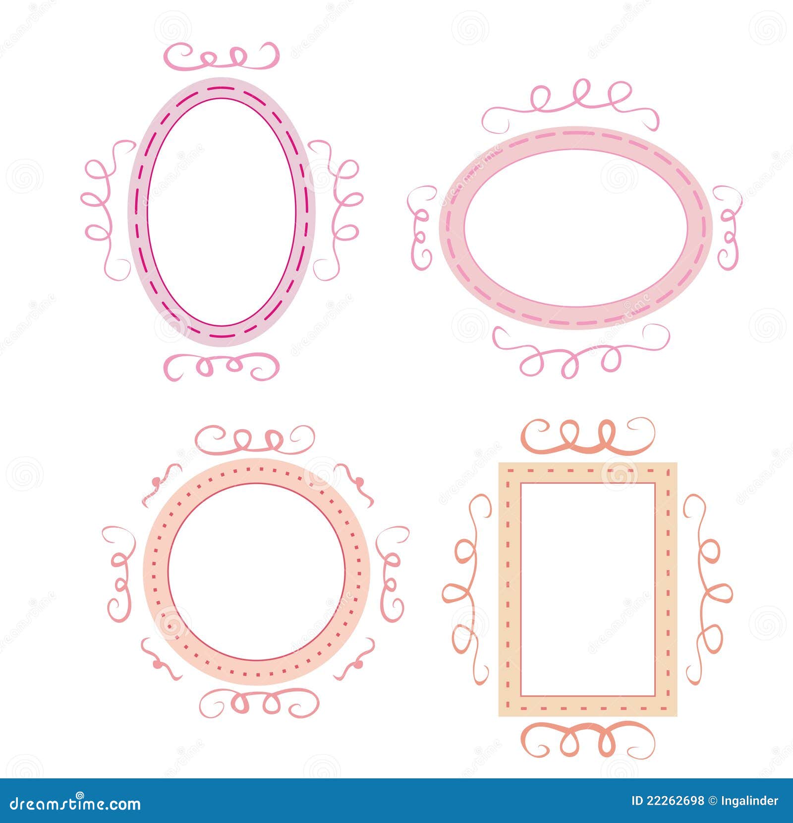 Set of Cute, Retro Frames with White, Empty Space Stock Vector ...