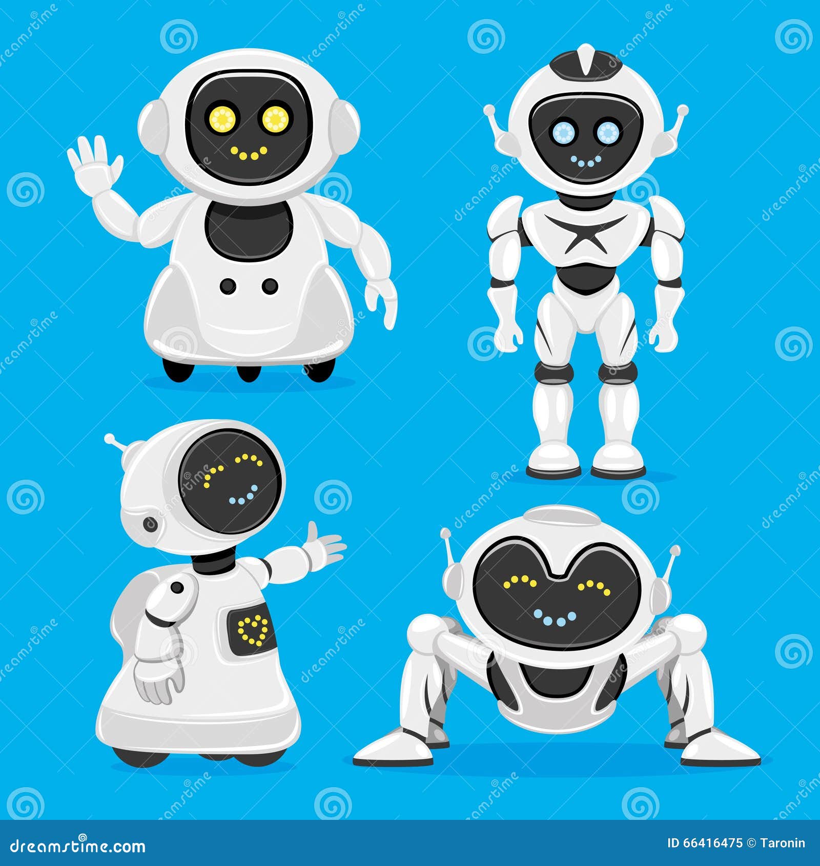 Cute Robots Collage Cartoon Doodle Border Vector Illustration ...