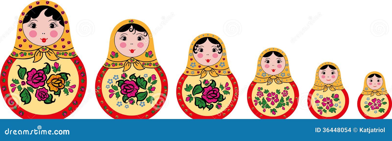 Set of 6 Cute Russian Matryoshka Dolls Stock Illustration ...