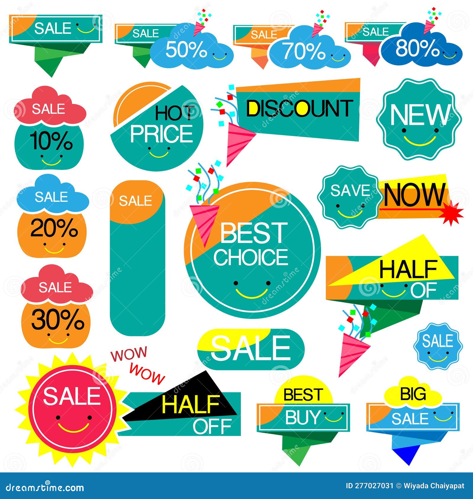 Set of cute sale banners stock illustration. Illustration of ...