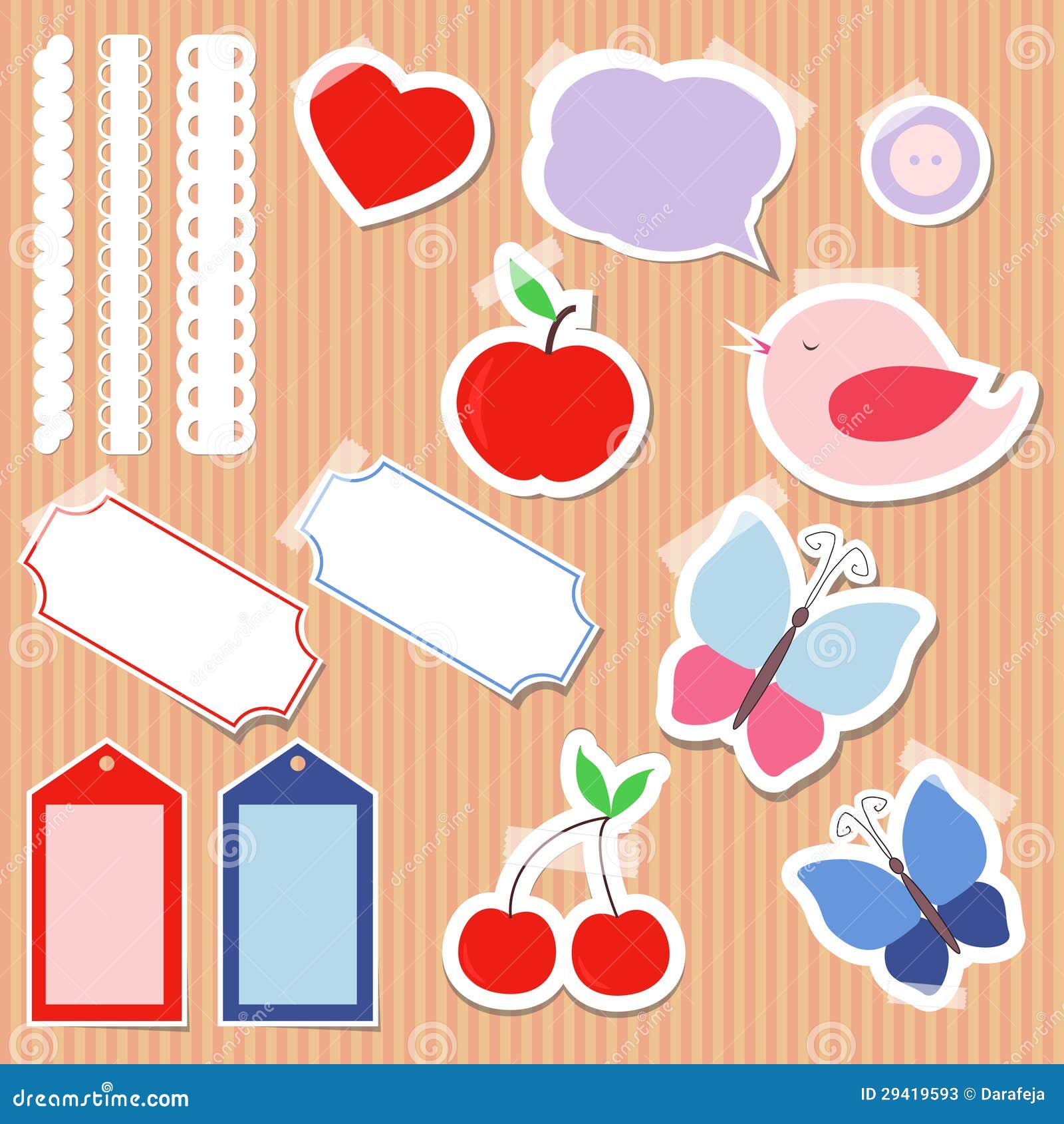 Set of Cute Scrapbook Elements Stock Vector - Illustration of label ...