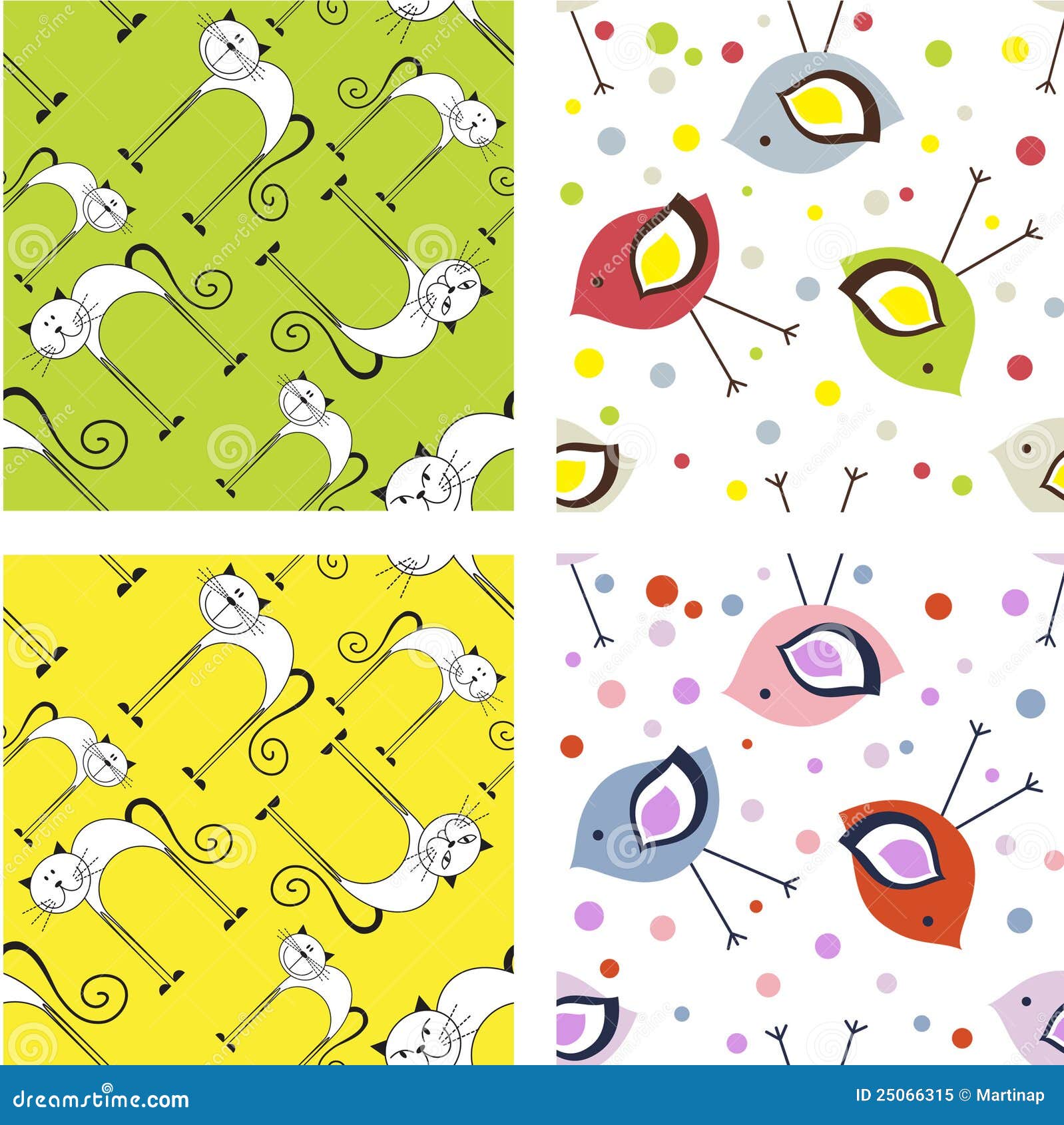 Set of Cute Seamless Patterns Stock Vector - Illustration of bird ...