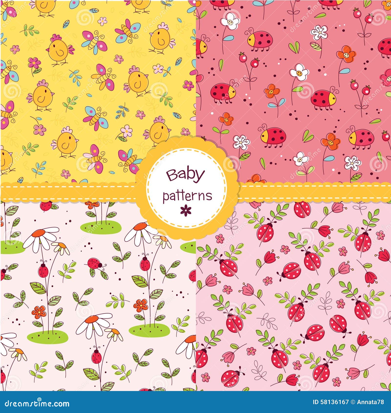 Set of Cute Seamless Patterns Stock Vector - Illustration of abstract ...