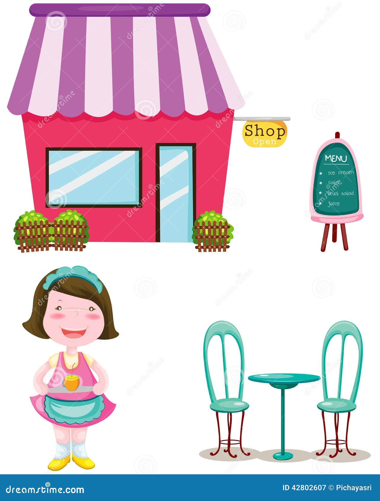 Set of cute shop stock vector. Illustration of object - 42802607
