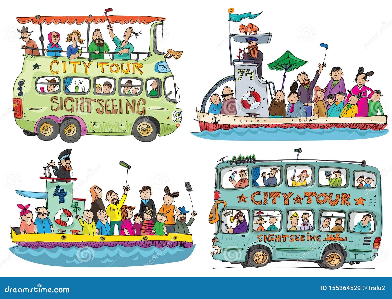 Two Water Buses Cartoon Vector | CartoonDealer.com #115689237