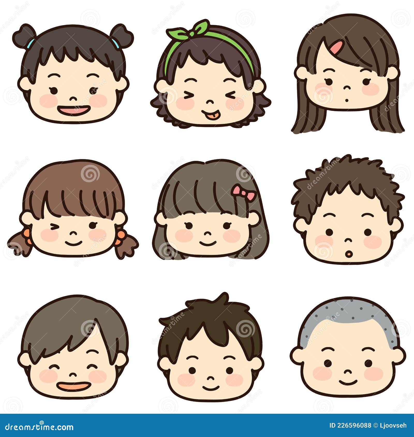 Set of Cute and Simple Children Faces Stock Vector - Illustration of ...