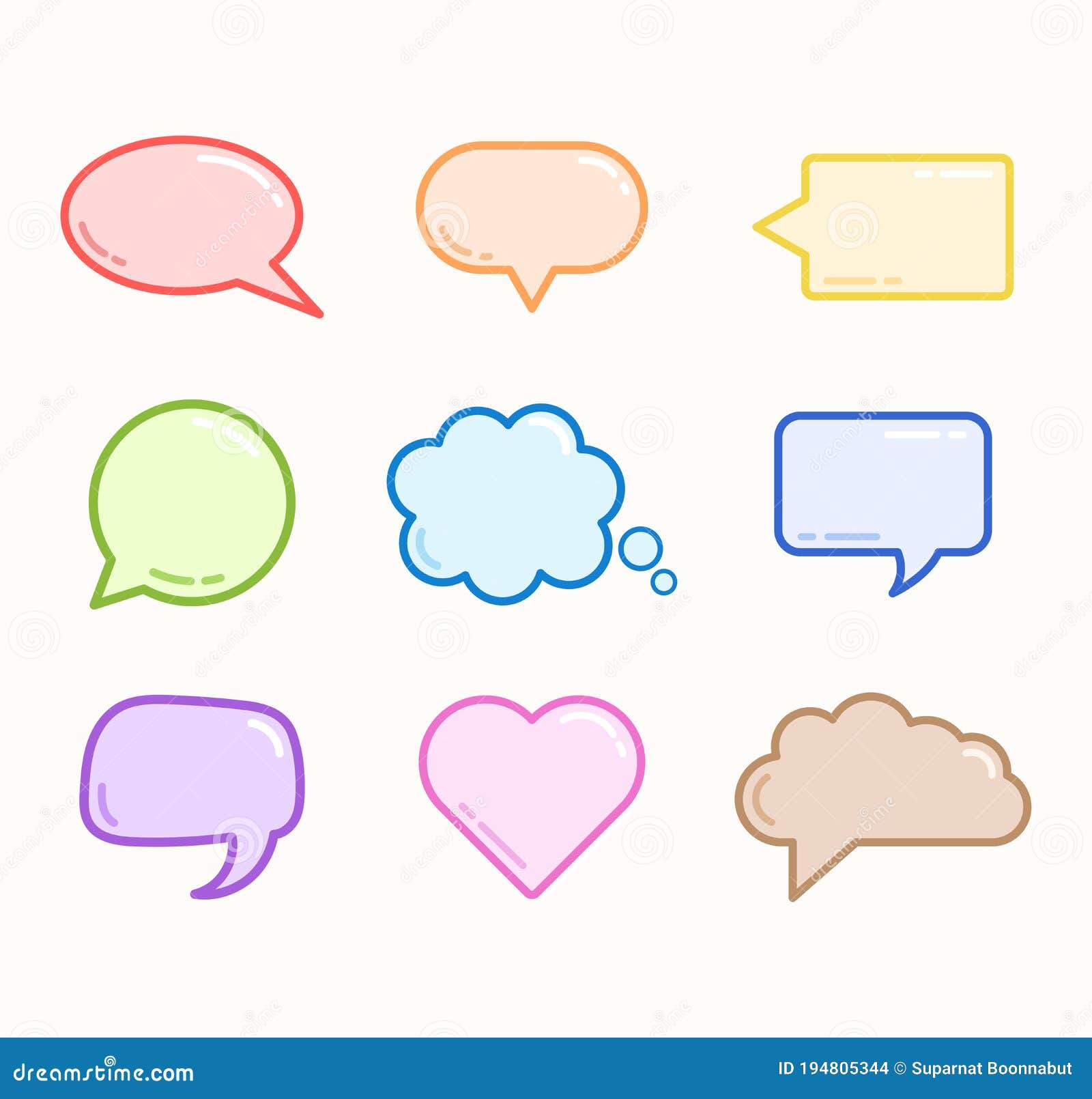 Set of Cute Simple Speech Bubbles Stock Vector - Illustration of label ...