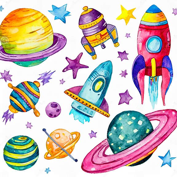 Set of Cute Small Space Elements Stock Illustration - Illustration of fabric, saucer: 294360353