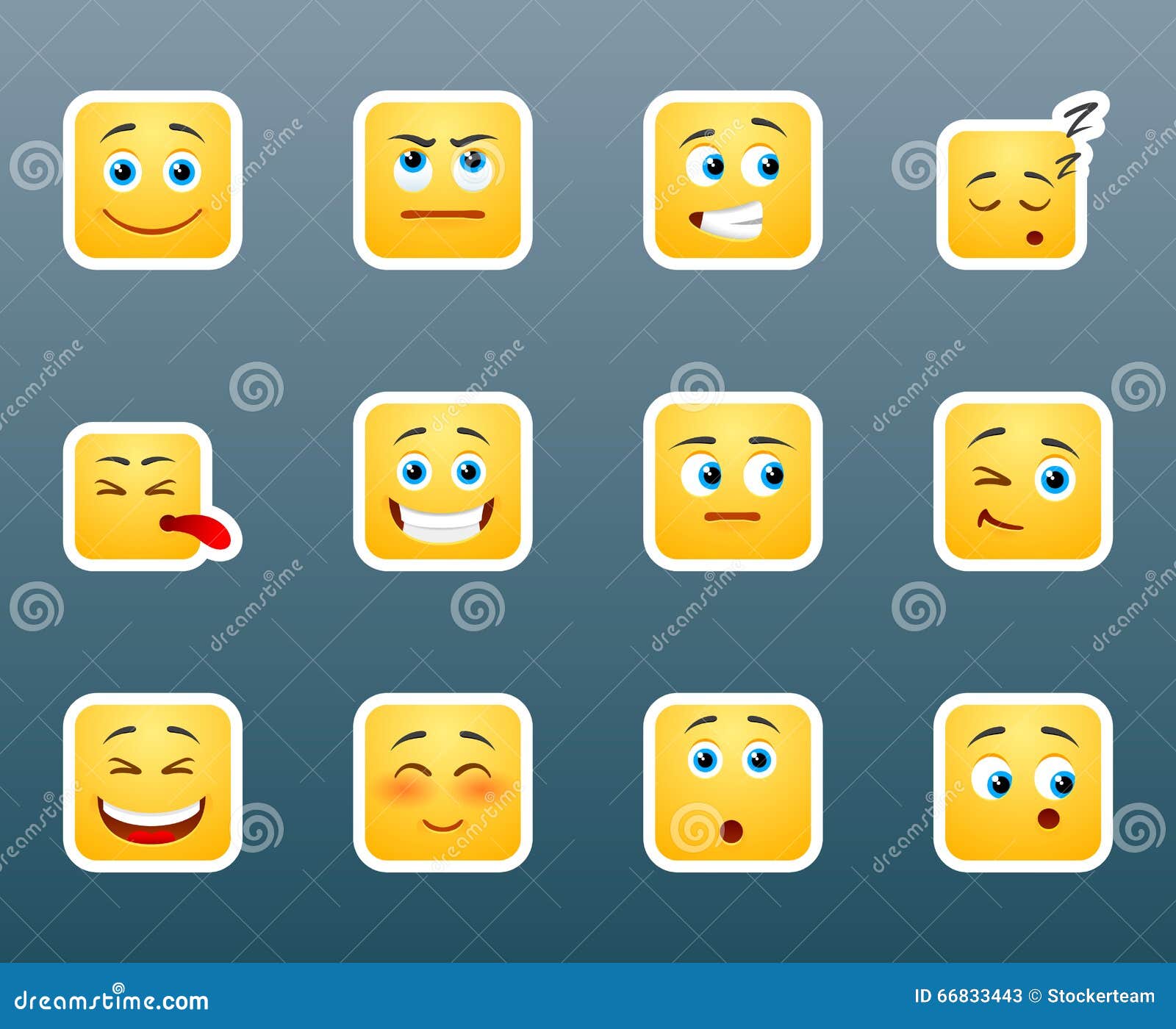 Set of cute smile stickers stock illustration. Illustration of design ...