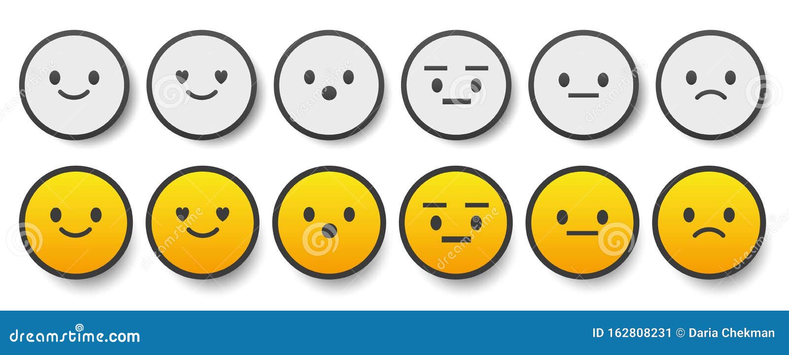 Set of Cute Smiley Emoticons, Emoji Flat Design, Vector Illustration ...